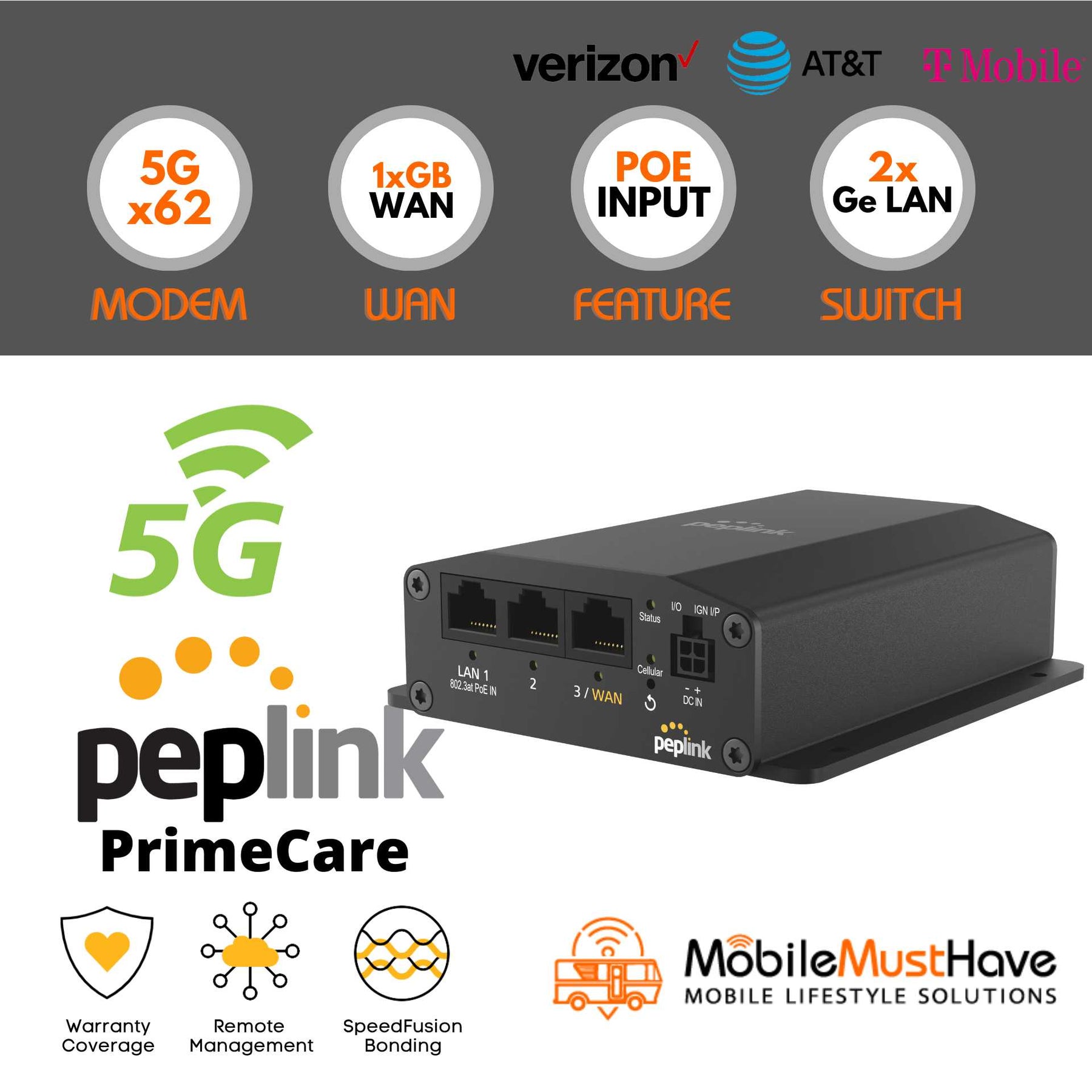 Peplink MAX BR1 MINI 5G Mobile Router (x62) – MobileMustHave.com